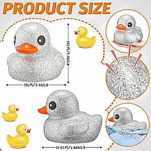 Honoson 6.89 Inch Giant Glitter Rubber Duck Big Glitter Rubber Duck Large Sparkly Duck Bath Toy with Squeaky Sound for Summer Baby Shower Birthday Party Favor Gift (Silver)