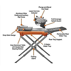 12 Amp 8 in. Wet Tile Saw with Extended Rip Capacity and Stand
