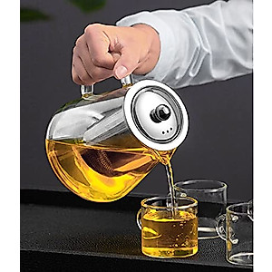 Mini Size Glass Teapot Tea Kettle-with Stainless Steel Removable Infuser for Blooming Tea & Loose Leaf Tea, Microwave & Stovetop Safe, 550ML/18oz (S-550)