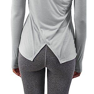 Bestisun Long Sleeve Workout Shirts Activewear Athletic Yoga Tops Gym Clothes Sweatshirt for Women Gray XL