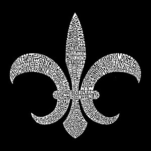 LA POP ART Word Art Large Tote Bag - Fleur De Lis - Popular Louisiana Cities Black