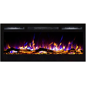 Regal Flame Lexington 35" Built-in Ventless Heater Recessed Wall Mounted Electric Fireplace - Log