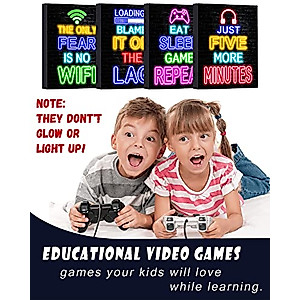 Drsoum Video Game Room Decor for Boys - Gaming Wall Art - Neon Gaming Room Decor - Game Poster FRAMED 8"x10" - Gamer Wall Decor - Teenage Boy Room Decor