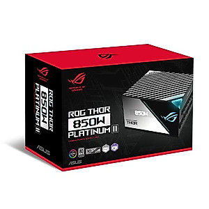 ASUS ROG Thor 850W Platinum II (Fully Modular Power Supply, 80+ Platinum, Lambda A++ Certified, ROG heatsinks, 135mm PWM Fan, 0dB Mode, OLED Panel, Sleeved Cables, Aura Sync, 10 Year Warranty)