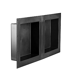 Uni-Green Double Recessed Shower Niche – Black,Easy and Quick Installation Flapped Over Thin Flange Wall Niche Insert for Shampoo and Soap Holder (16x32)