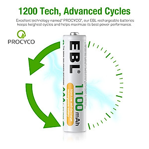EBL Rechargeable AAA Batteries (16-Counts) Ready2Charge 1100mAh Ni-MH Battery