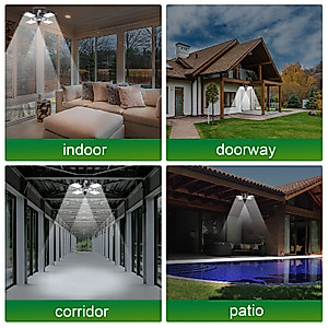 Solar Shed Light Outdoor/Indoor, 4-Leaf Solar Pendant Light 1000LM 128-LED with 4 Lighting Modes Remote Control, IP65 120° Adjustable Motion Sensor Light for Home Yard Garage Barn