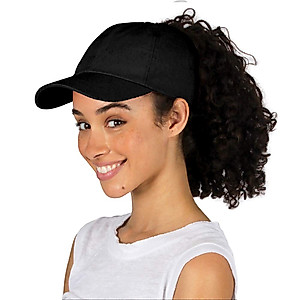 Ponyflo Satin-Lined Ponytail Cap - Designed for Women with Curly Hair, Ponytail Hats for Women, Curly Hair Ponytail Hat, Baseball Cap Women, Hats for Ponytails Black