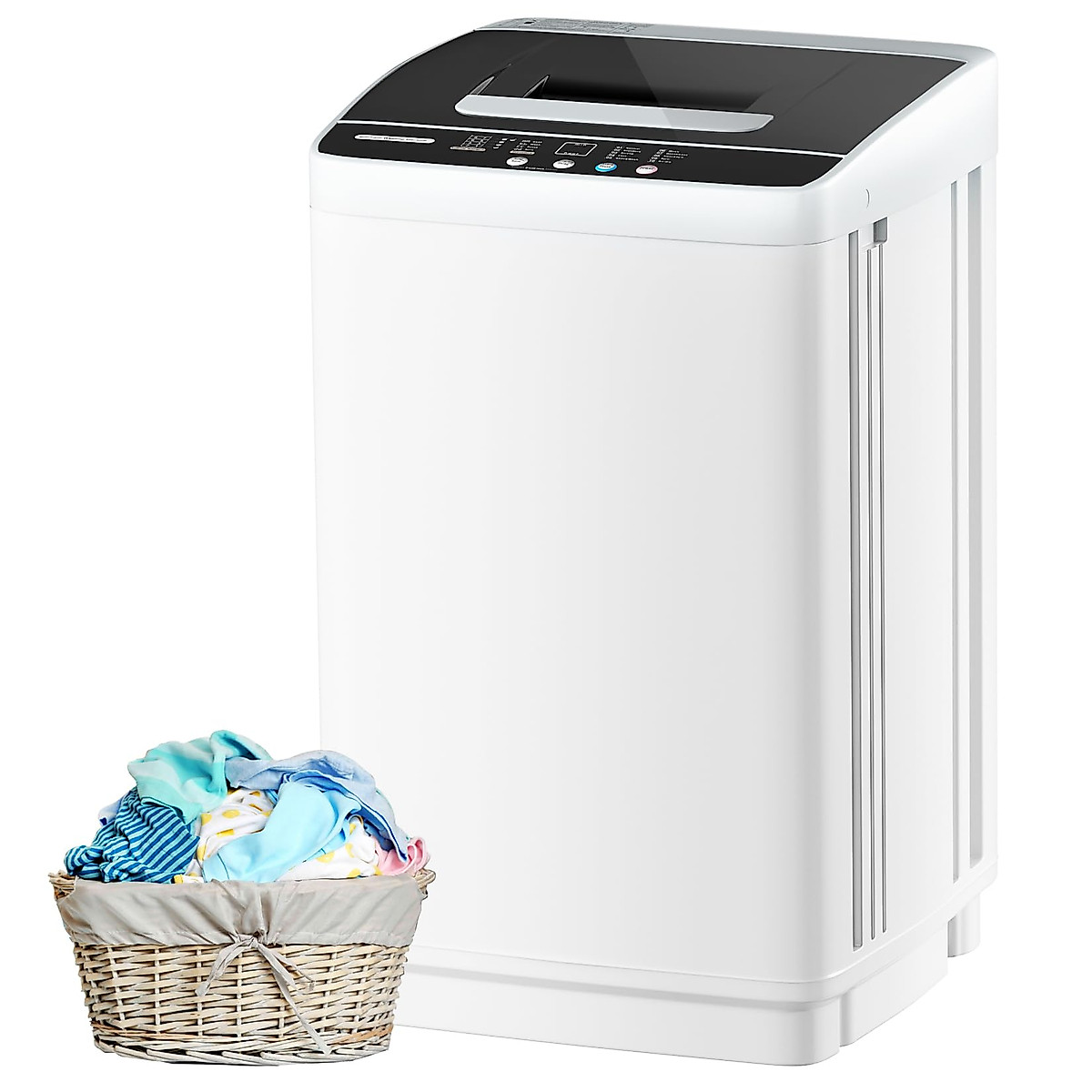 Haddockway Portable Washing Machine,Compact Laundry Washer Energy Saving,2.1 Cu.ft Top Load Washer,10 Programs 8 Water Leves,Full-automatic Washer and Spinner with LED Display/Drain Pump for Home,Dorm