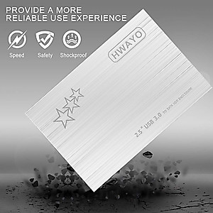 HWAYO 1TB External Hard Drive Portable 2.5'' Ultra Slim HDD Storage USB 3.0 for PC, Laptop, Mac, Chromebook, Xbox One (Silver)