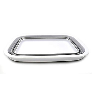 SAMMART 9.2L (2.37Gallon) Collapsible Tub - Portable Outdoor Picnic Basket/Crater - Foldable Shopping Bag - Space Saving Storage Container (M, Gray)