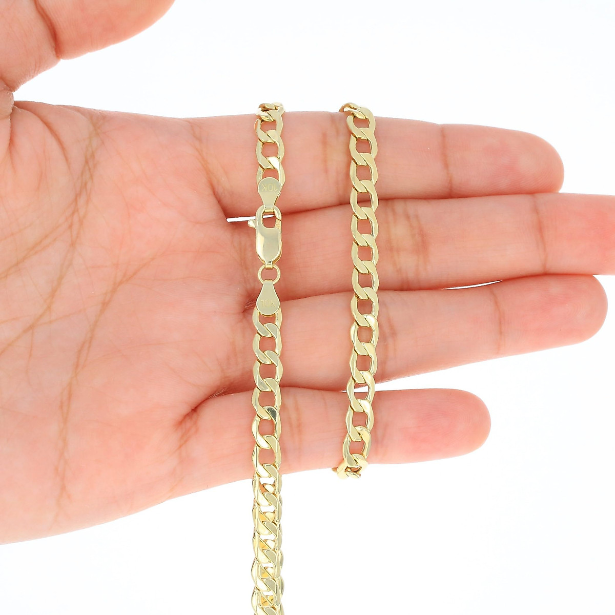 Nuragold 10k Yellow Gold 5.5mm Cuban Curb Link Chain Bracelet, Mens Womens Jewelry 7" 7.5" 8" 8.5" 9"