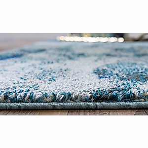 Unique Loom Positano Collection Coastal Modern Fish Light Blue Runner Rug (2' x 7')