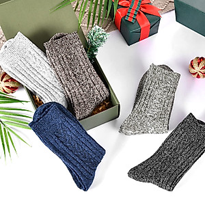 Trifabricy 5 Pairs Wool Socks - Comfortable and Warm Womens Wool Socks, Wool Socks Women, Super Soft Crew Socks for Women, Thick Knit Cabin Cozy Wool Socks Gifts For Women