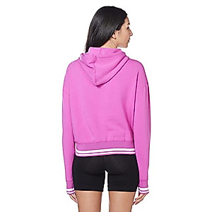 Juicy Couture Women's Cropped Logo Pullover Hoodie, Wild Fuchsia, Large