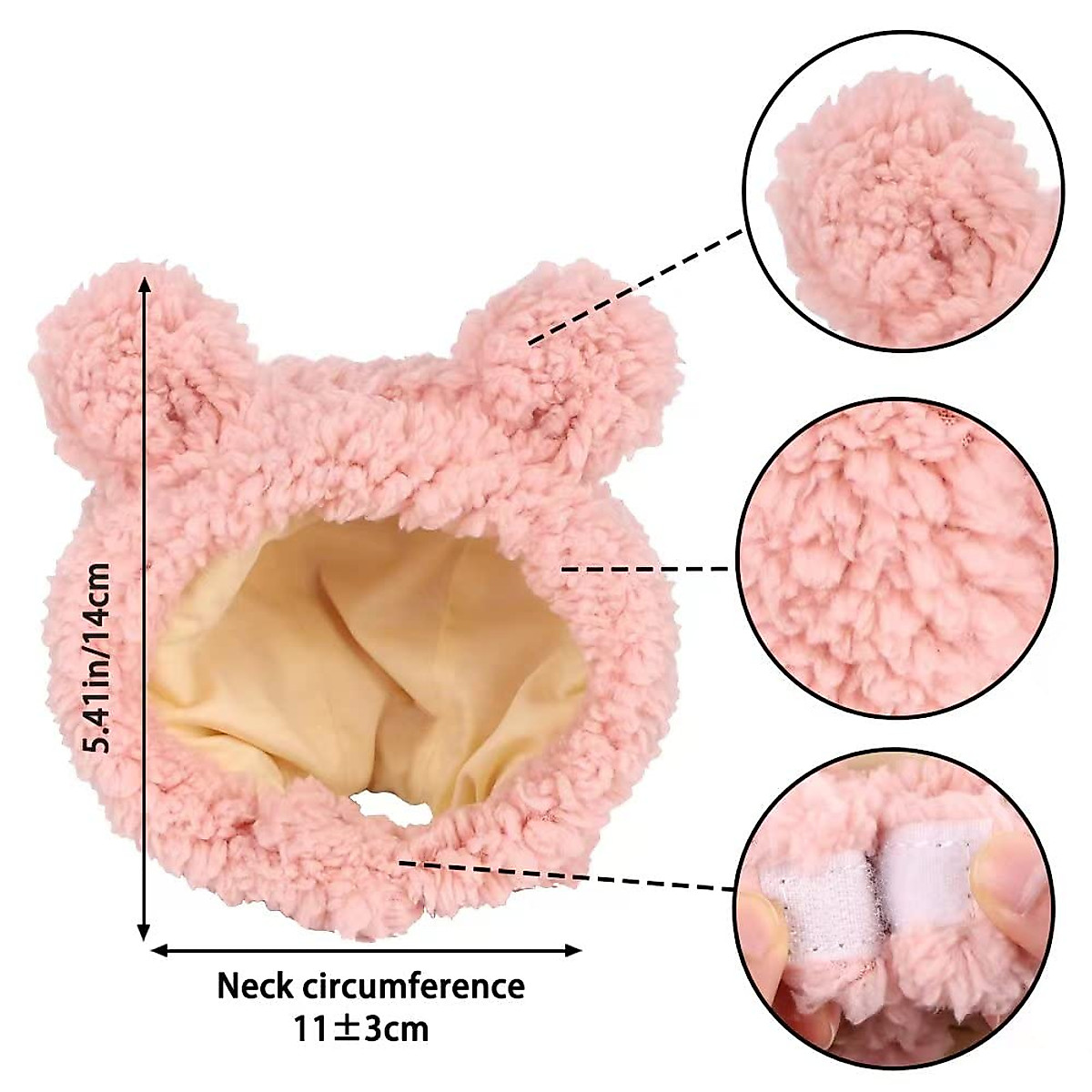 JOICEE Cute Cat Costume Warm Bear Hat for Cat Adjustable Soft Small Pet Headwear Bear Hat for Cat Puppy Dog (Pink)