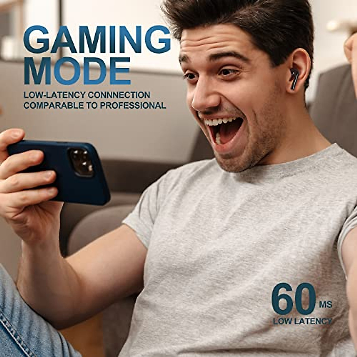 ＷＭＷＹＭＸ Wireless Earbuds, Active Noise Cancelling Headphones in-Ear Bluetooth Headsets with 4 Mics 30hrs Playtime Fast Charging Premium Sound for Sports IPX8 Waterproof Gaming/Sleeping Earphones