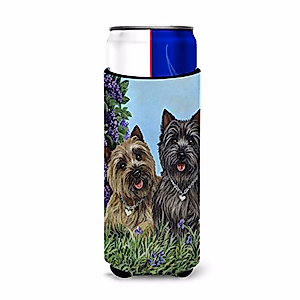 Caroline's Treasures PPP3049MUK Cairn Terrier Donation Ultra Hugger for slim cans Can Cooler Sleeve Hugger Machine Washable Drink Sleeve Hugger Collapsible Insulator Beverage Insulated Holder