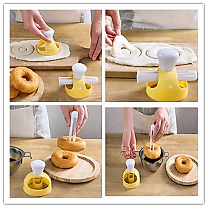 2 Pack Donut Cutters Set 3 inch,Cookie Cutter Round for Baking Donut Mould Maker Plastic with Dipping Plier, Cake Mold Biscuit Cutter Non-Stick Mold Baking DIY Donut Tools