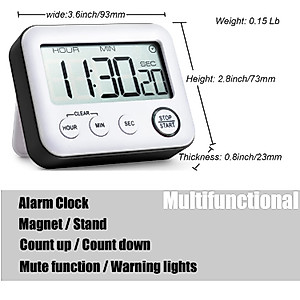 Multi-Function Timer,Count Down + Alarm Clock (Black)