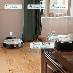 coowa Robot Vacuum RoboV101, Alexa Connected Robot Vacuum Cleaner with Visual Navigation&Smart Mapping, Self-Charging Robotic Vacuums 2000Pa Suction, Boost Intellect Perfect for Carpet, Pet Hair.