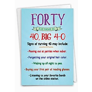 NobleWorks - Funny Milestone Birthday Greeting Card with Envelope (4.63 x 6.75 Inch) - Turning Forty C9272MBG