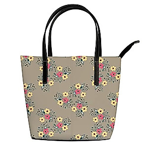 Fashion Tote Handbags Women's Soft Tote Shoulder Bag for Women Work Shopping Top Handle Satchel Bags, 15.8×4×15.4 inches,Retro Wild Flower