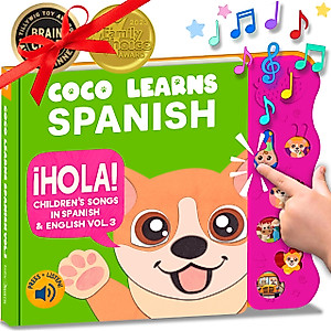 Coco Learns Spanish Vol. 3 | Musical Spanish Books for Kids 1-3, Spanish Toys for Babies & Toddlers 1-3, Baby & Toddler Spanish Books, Bilingual Learning Toys for 1 Year Old, Libros Para Bebes Español