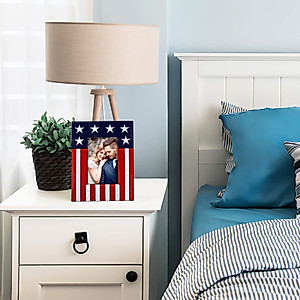 ABOOFAN American Flag Picture Frame Independence Day Wooden Flag Frame Desktop Display Photo Frame Christmas Memories Day Gift Supplies (Suitable for 4X6)