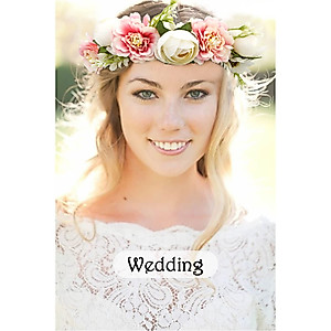 Chanaco Flower Crown Flower Crowns for women Flower Crown for Girls Pink Floral Crown for Wedding Flower Headband for Baby Shower Flower Girl Headpiece Boho Flower Headbands for Women