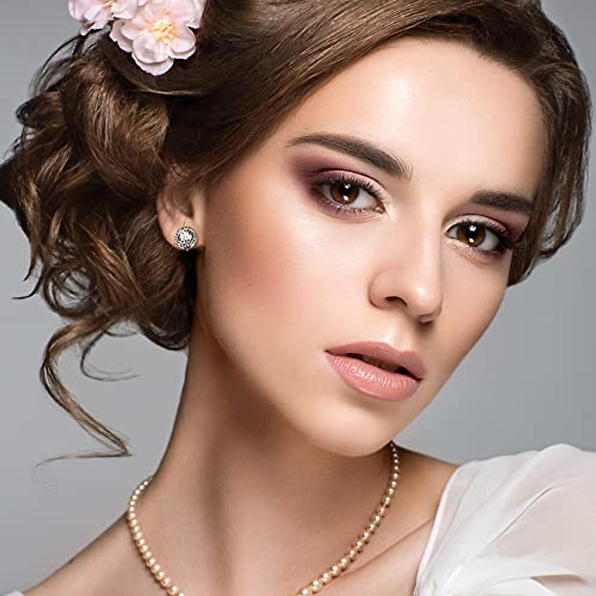 Thunaraz Elegant Clip on Earrings for Women Crystal Teardrop Wedding Earrings Clip on Rhinestone Formal Chandelier Dangle Earrings for Brides Bridesmaids Silver Round