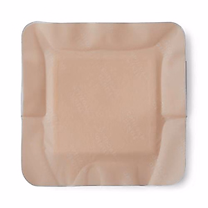 Medline Optifoam Gentle Foam Wound Dressing with Silicone Adhesive Border, 4" x 4", Educational Packaging, Pack of 10