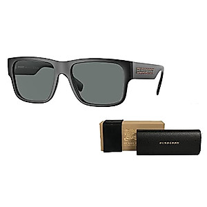BURBERRY Knight BE4358 346481 57MM Black/Dark Grey Polarized Square Sunglasses for Men + BUNDLE With Designer iWear Eyewear Kit