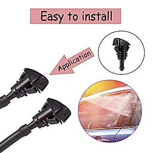 Windshield Washer Nozzles Kit - Windshield Washer Spray Nozzle 3 Meters Windshield Fluid Hose Connector Rubber Gasket with 10 Pcs Hood Insulation Retainers Compatible with Chrysler Dodge Jeep Ram