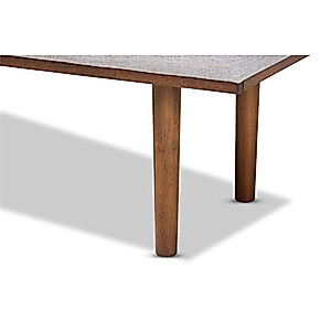 Baxton Studio Rika Mid-Century Modern Greyish Beige Fabric Upholstered Walnut Brown Finished Boomerang Bench