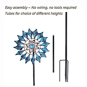 Wind Spinner Emerald 61in Single Blade Easy Spinning Kinetic Wind Spinner for Outside – Vertical Metal Sculpture Stake Construction for Outdoor Yard Lawn & Garden