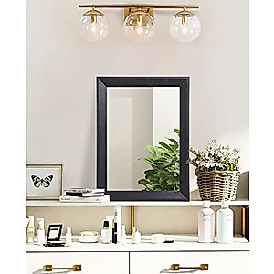 AAZZKANG Wall Mirror Black Rectangle Rustic Wood Mirror Decorative Hanging Mirror for Bathroom Bedroom Farmhouse