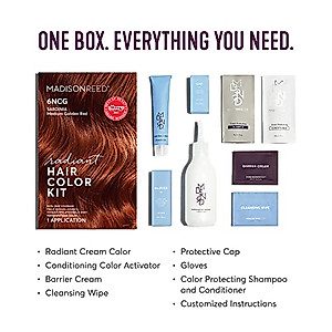 Madison Reed Radiant Hair Color Kit, Medium Amaretto Red for 100% Gray Coverage, Ammonia-Free, 6NCG Sardinia Red, Permanent Hair Dye, Pack of 1