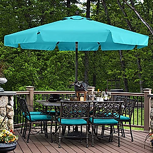 MASTERCANOPY Valance Patio Umbrella for Outdoor Table Market -8 Ribs (9ft, Turquoise)