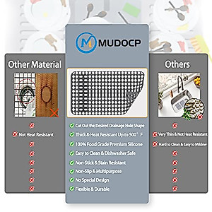 Sink Protectors for Kitchen Sink, Silicone Sink Mats for Bottom of Kitchen Sink Grid Accessory, 25.2'' x 13'' Non-Slip Kitchen Sink Mat for Farmhouse Stainless Steel Sink with Center & Rear Drain