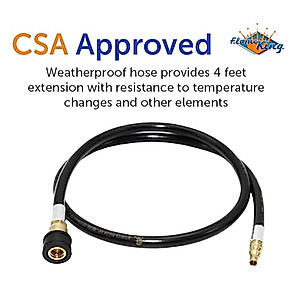 Flame King Quick Connect Hose for RV, Van, Trailer, LP Gas Only, 48 inches (4-Ft), 1/4" ID Thermo Plastic Hose Assembly, 100395-48a , Black