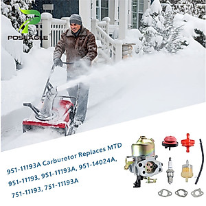 POSEAGLE 951-14027A Carburetor Replaces 751-10638, 951-10638, 951-10638A, 951-14026A, 951-14027A for MTD 170-SU, 270-SU, 270-SUA, 370-SU, 370-SUC Snow Blower Engine