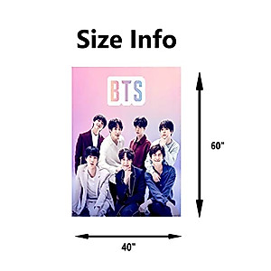 BTS Merchandise Kpop Throw Blanket | BTS Merch Fuzzy Soft Fleece Blanket | 4 Different BTS Blanket Designs (60”x40”)