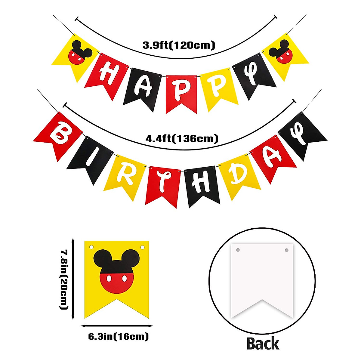 LINGTEER Micky Mouse Happy Birthday Decorations Set - Oh Twodles Gold Banner - 2nd Micky Theme Birthday Balloon Party Decorations.
