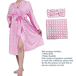 QTECLOR Mommy Robe with Swaddle Set Girls Boys Maternity Robe for New Moms Gift Hospital Labor Delivery Nursing Loungewear