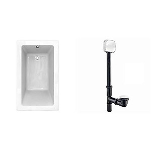 American Standard 2934002-D0.020 Studio Zero-Edge Drop-in Bathing Pool Bathtub 60 in. x 36 in. White with Deep Soak Drain in White