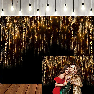 LTLYH 7x5ft Black and Gold Backdrop Golden Spots Backdrop Vintage Astract Background for Family Birthday Party Newborn Studio Props 242