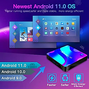 EASYTONE 2023 Android TV Box 11.0, Smart TV Box 2GB RAM 16GB ROM RK3318 Quad Core Supports 2.4G+5G WiFi Ethernet 100M BT4.0 3D 4K HD Output Smart TV Box Android with Mini Wireless Backlit Keyboard