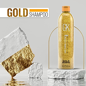 GK HAIR Global Keratin Gold Shampoo (8.5 Fl Oz/250ml) Hair Moisturizing Shine and Protection With Argan Oil, Shea Butter, Natural Oils All Hair Types