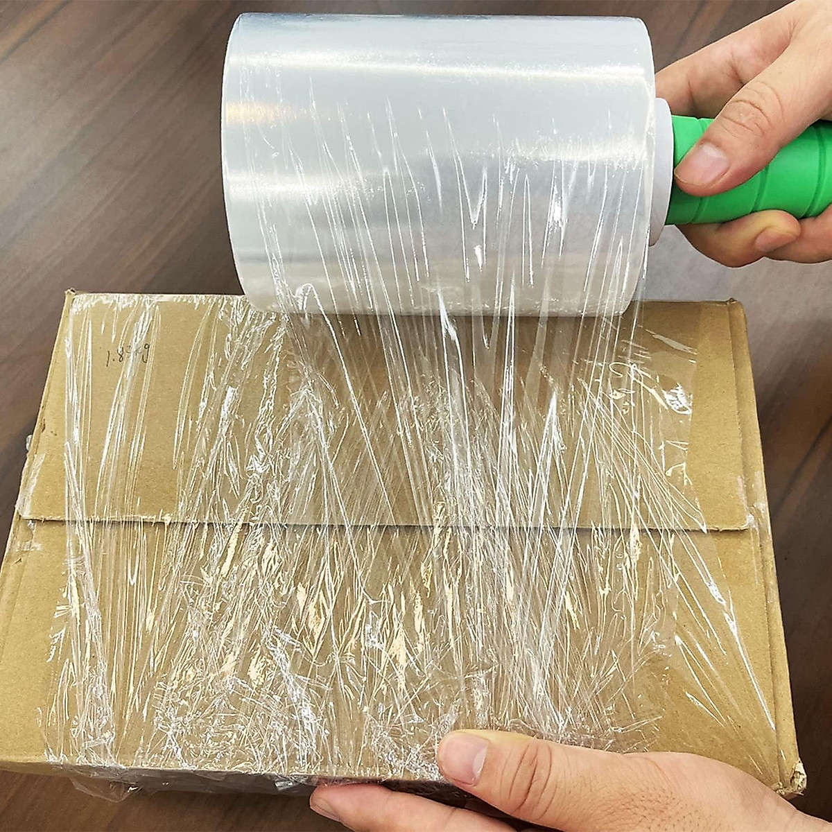 2-Pack Industrial Mini Clear Stretch Wrap Film 80 Gauge 5.1" 1000ft for Pallet Wrap with Plastic Handle,Durable Self-Adhering Packing,Moving,Packaging,Heavy Duty Shrink Film Chuangseed